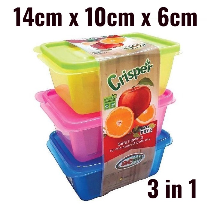 3 in 1 Small Rectangular Tupperware Plasticware Containers Food Storage ...