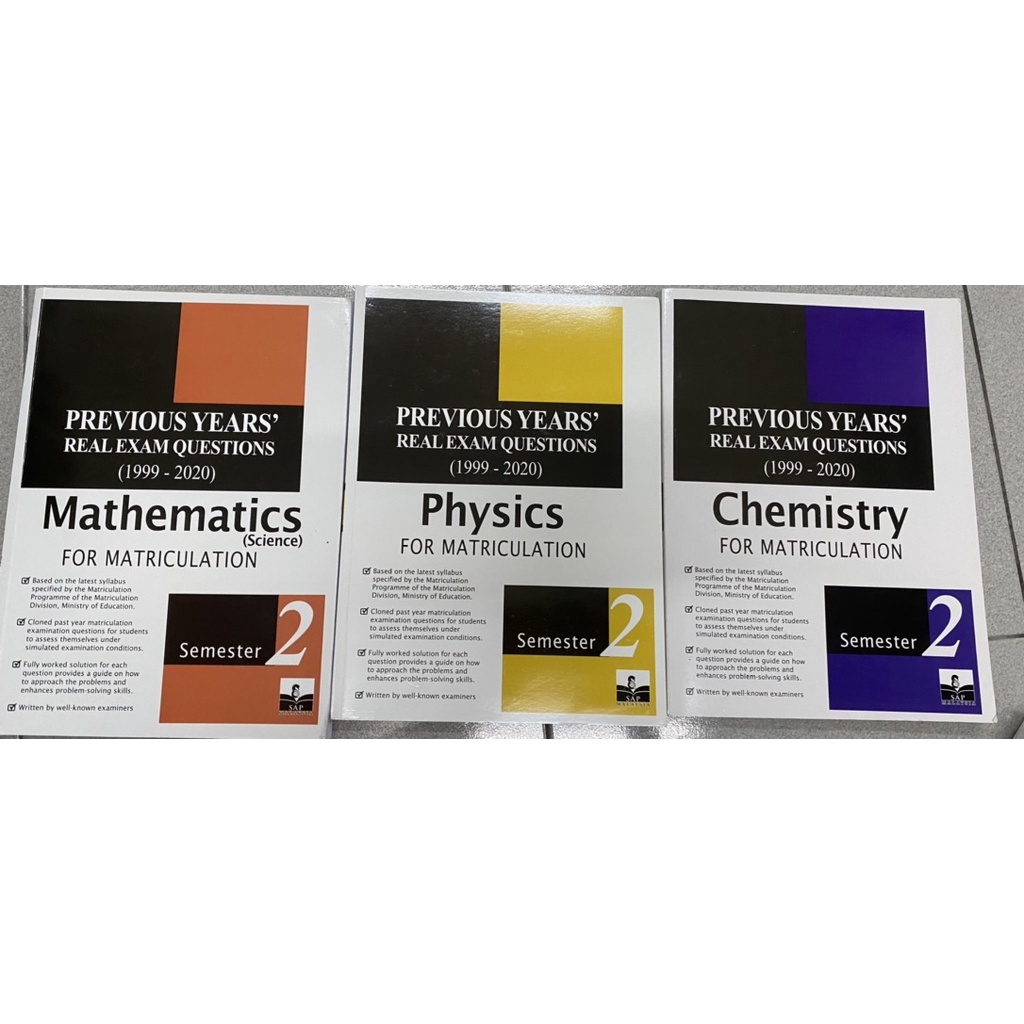 (USED, 95% NEW) MATRICULATION PAST YEAR BOOK YEAR 1999- 2020 (SEMESTER ...