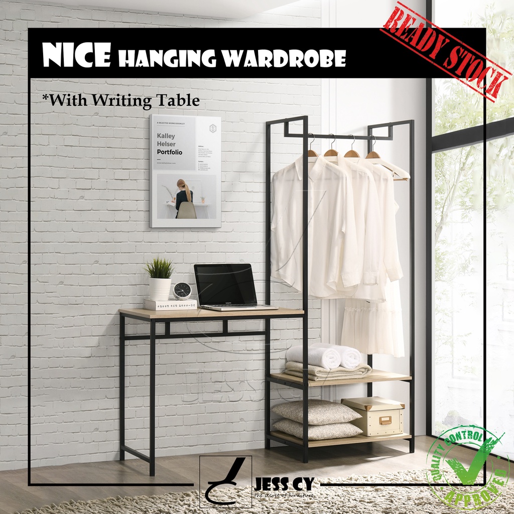 NICE Hanging Wardrobe / With Study Desk / With Shelf / Clothes Rack ...
