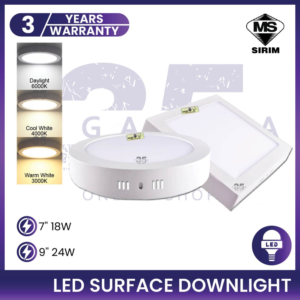 [SIRIM] LED Surface Mounted Downlight 7Inch 18W / 9Inch 24W LED Panel ...