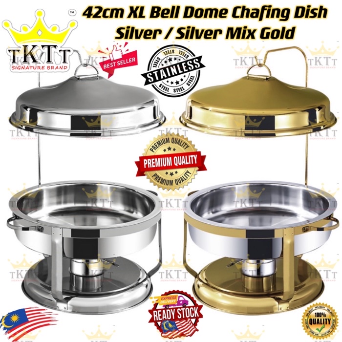 TKTT 42cm Hanging Bell Dome Chafing Dish Buffet Serving Golden Bell ...