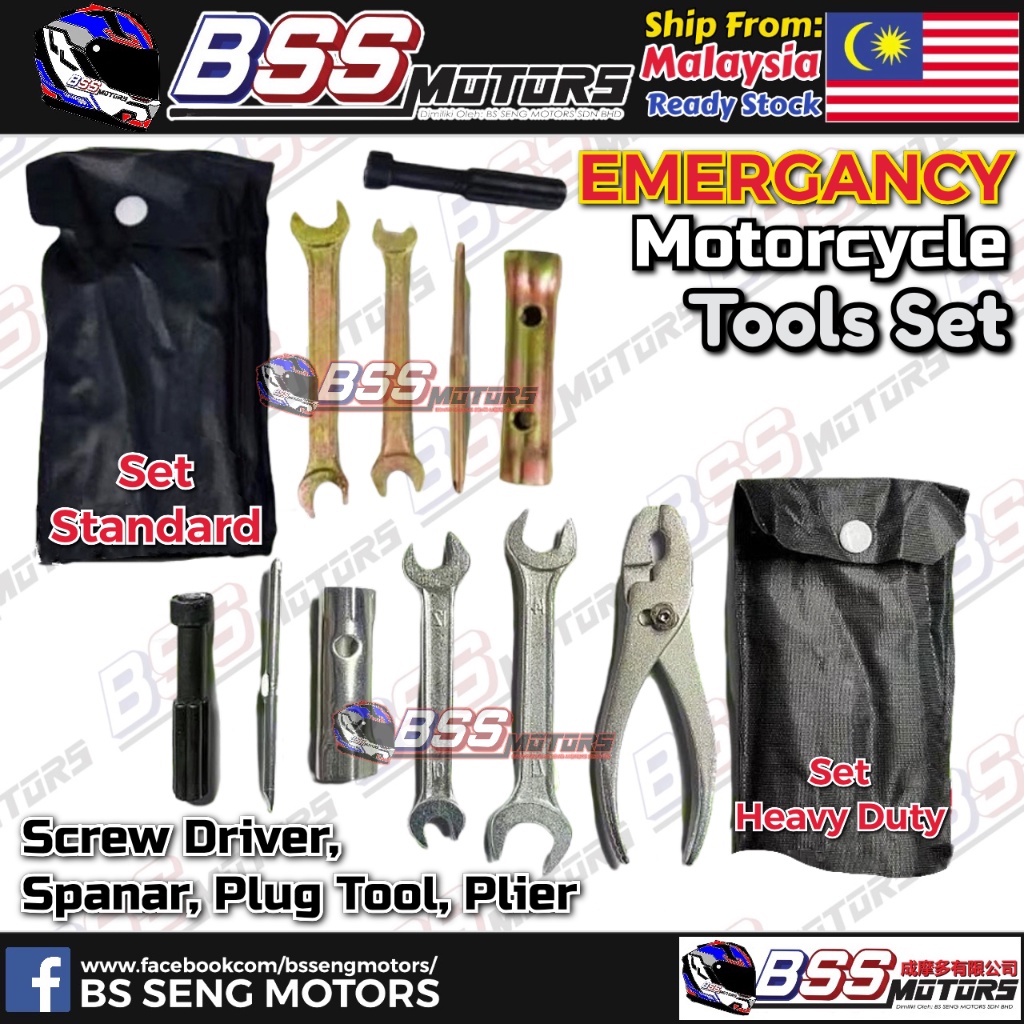Motorcycle Emergency Tools Kit Heavy Duty Set Bag Alat Motorsikal Moto ...