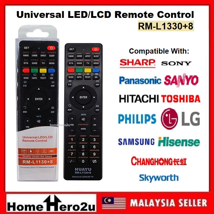 HUAYU Universal TV Remote Controller RM-L1130 + 8 TV Replacement TV Controlling Device For LED ...