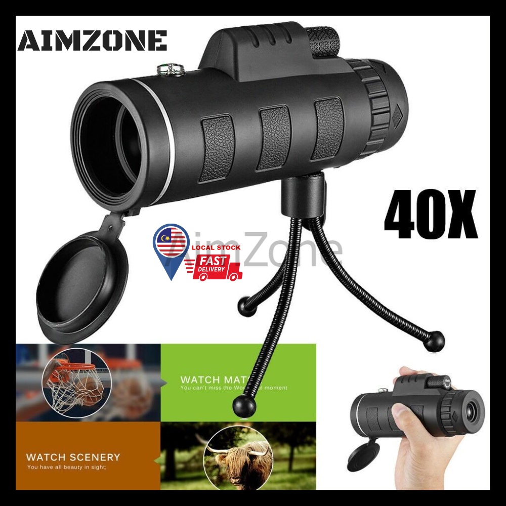 AimZone 40x Power Zoom Monocular 40x60 HD Compact Handheld Telescope ...