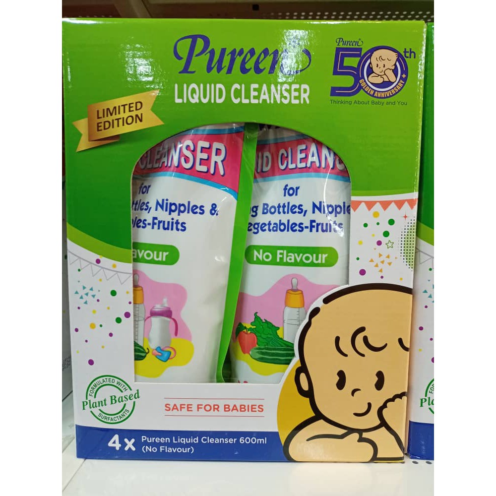 PUREEN LIQUID CLEANSER 600ML X4PACKS(1BOX)-ORANGE FLAVOUR,MINT& NO ...