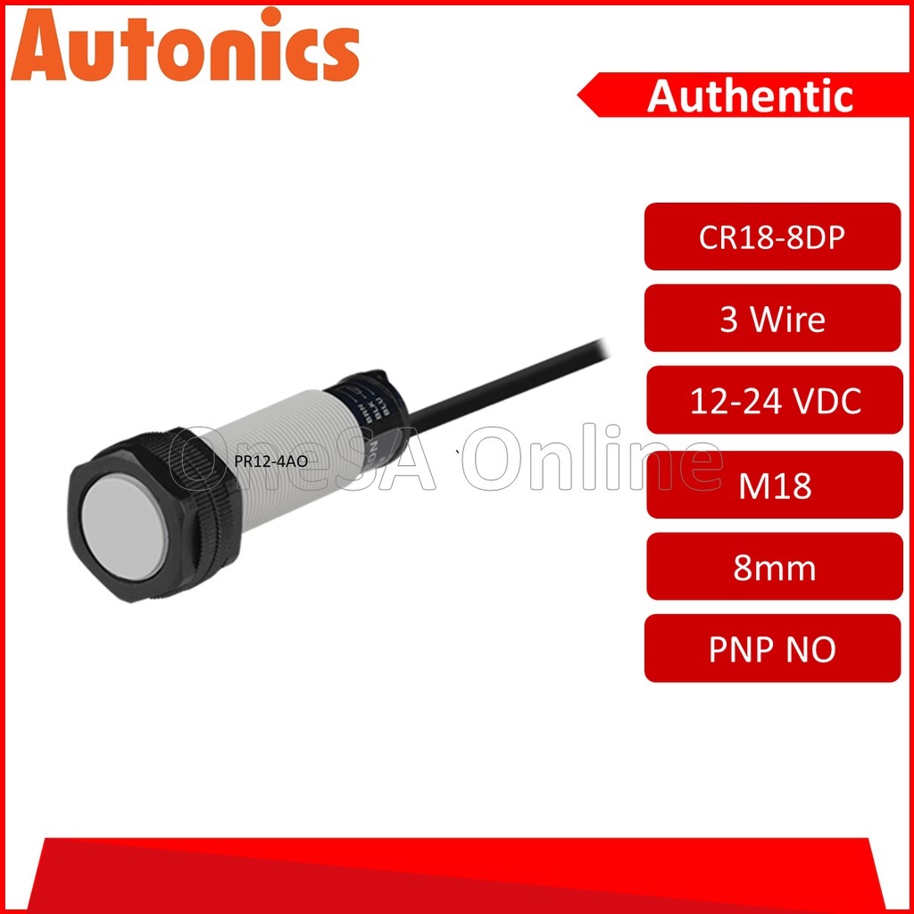 AUTONICS PROXIMITY SENSOR M18 8MM DC3 WIRE PNP NO(CR18-8DP-D12-24) | Shopee Malaysia
