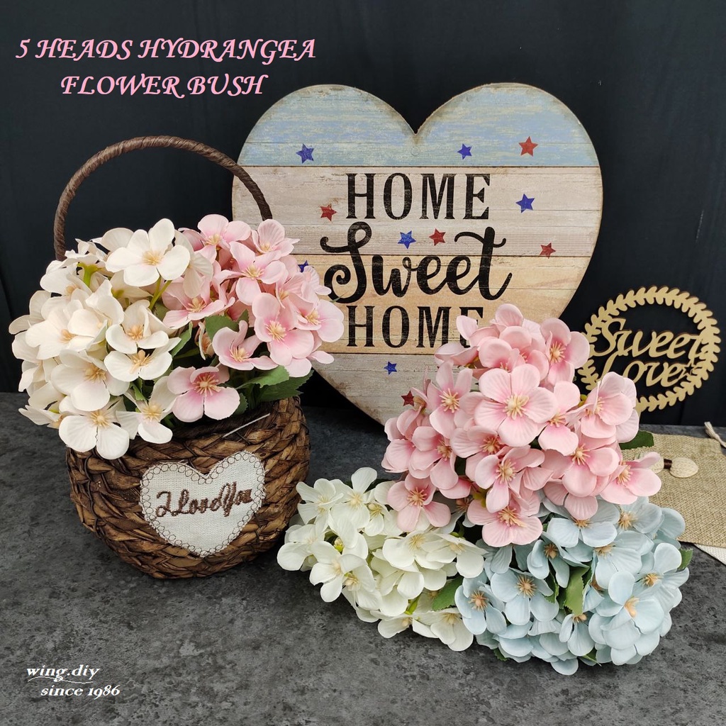 ARTIFICIAL HYDRANGEA FLOWER BUSH WITH STEM/ HIASAN BUNGA HYDRANGEA ...