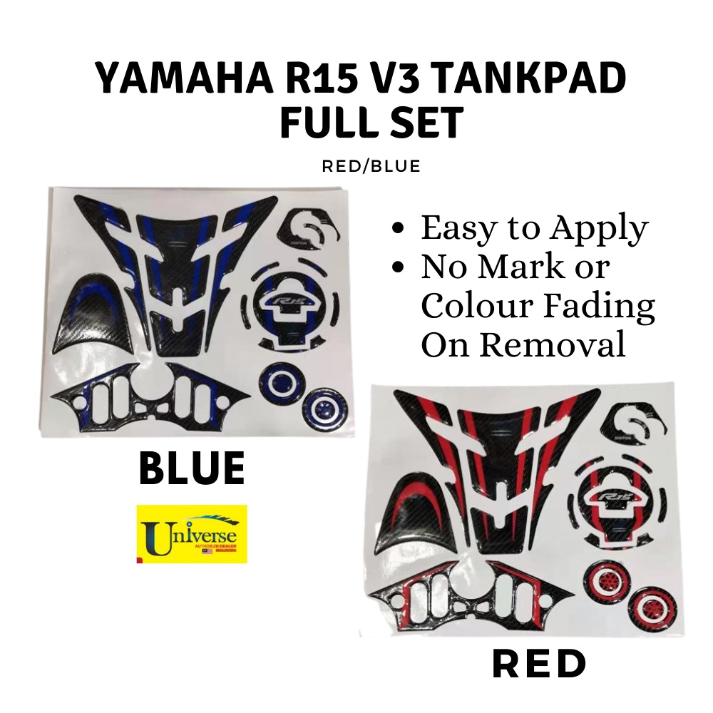 YAMAHA R15 V3 Tankpad tank pad yamaha carbon FULL SET RED/BLUE | Shopee ...