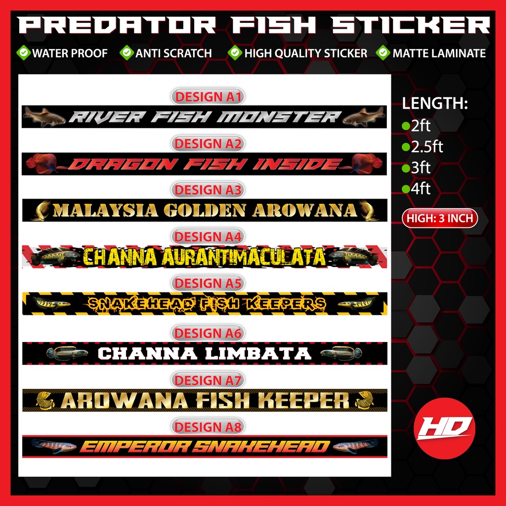 AKUARIUM STICKER PREDATOR STICKER SNAKEHEAD FISH KEEPER CHANNA AROWANA ...
