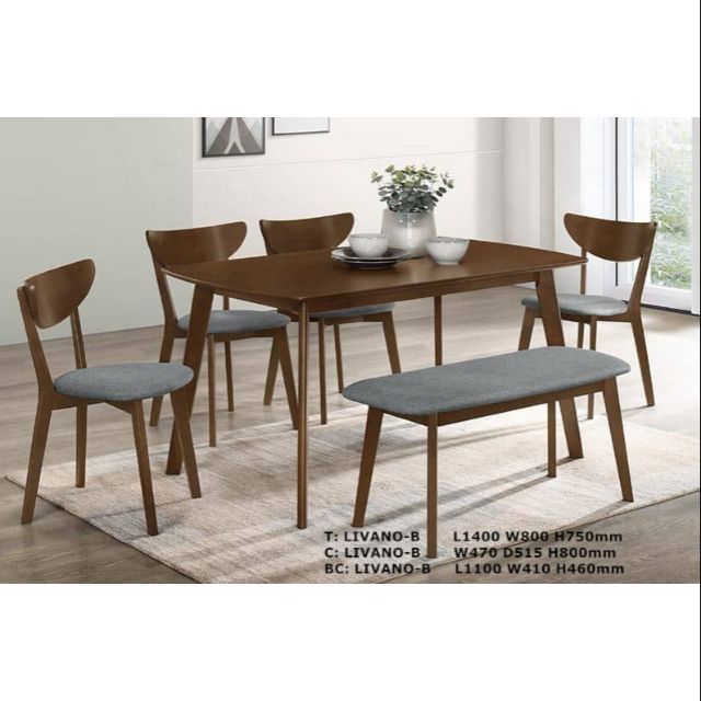 IKANO DINING SET 1+4+BENCH /Meja makan set 6 seater/dining table set ...