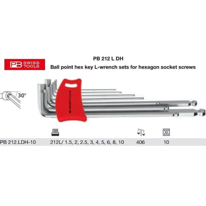 [100% ORIGINAL] PB SWISS TOOLS Key L-wrenches, long, with ball point, set in a compact plastic ...
