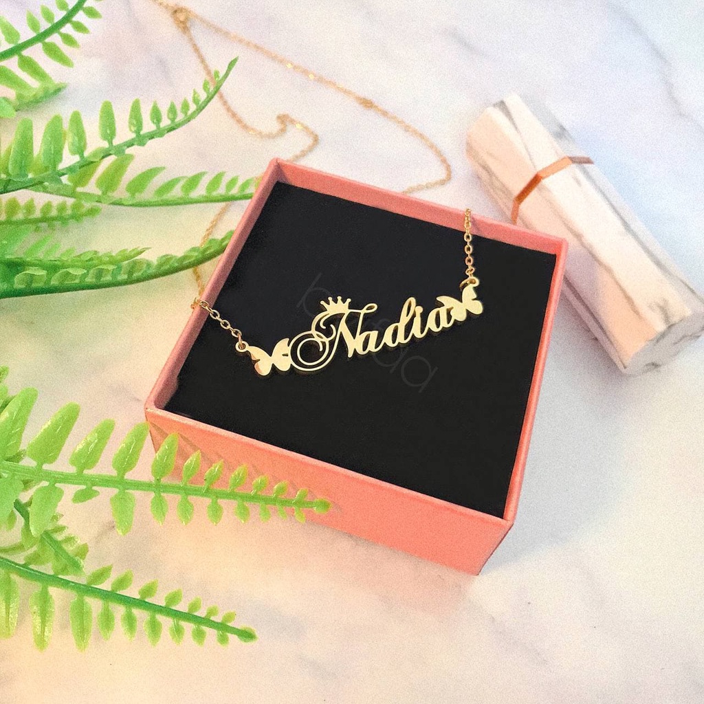 MALAYSIA 🔥 RANTAI NAMA MURAH CUSTOM NECKLACE (CROWN NECKLACE) | Shopee ...