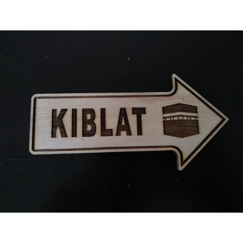 Tanda Penunjuk Arah Kiblat Solat Kayu Plywood Engrave Wood Corak Mekah ...