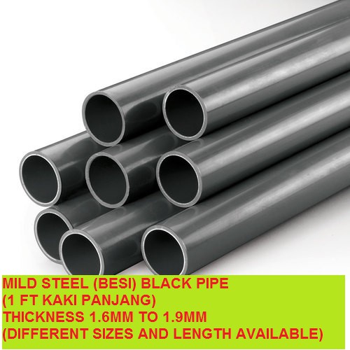 MILD STEEL (BESI) BLACK PIPE (1 FT KE 5 FT +++ KAKI PANJANG ...