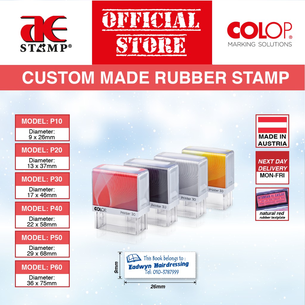 Cop Custom COLOP Printer Line Berdakwat Sendiri | Cop Getah | Cop nama ...
