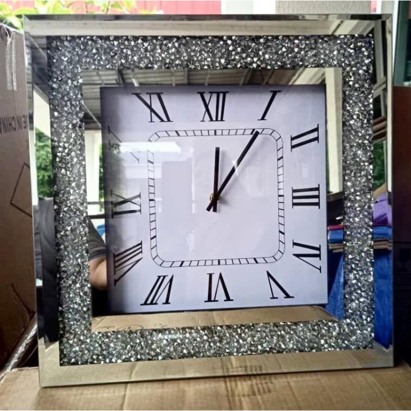 Jam dinding diamond # Wall clock crystal #wall decor luxury (ready ...
