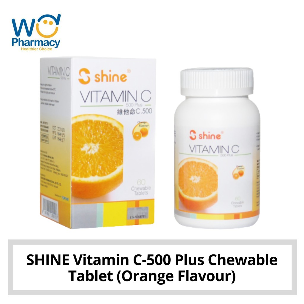 SHINE Vitamin C-500 Plus Chewable Tablet 60's (Orange Flavour) | Shopee ...