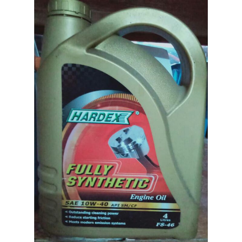 HARDEX FULLY SYNTHETIC Engine Oil SAE 10W - 40 API SM/ CF ( 4 liter ) ( HARAZZ) | Shopee Malaysia