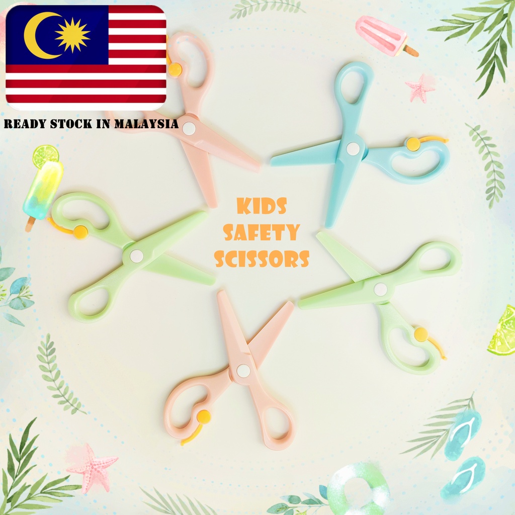 Pastel Colour Kids Safety Training Plastic Scissors Easy Bounce Blunt ...