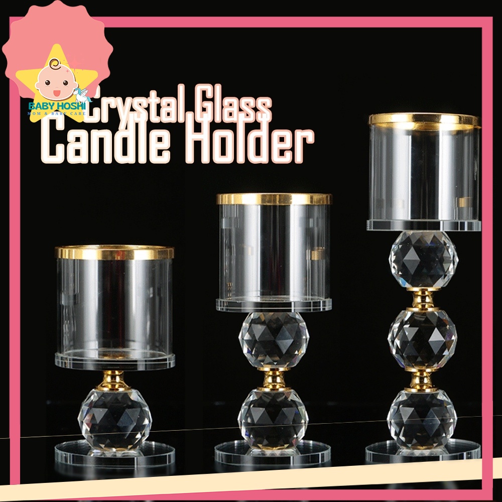 BH- Crystal Candle Stand Candlestick Holder Gold Touch Elegant Home ...