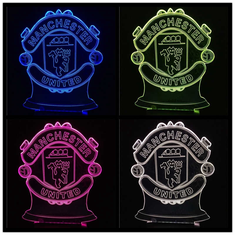 【Ready Stock】Premier League Man Utd 3D Bedside Light LED Colors Change ...