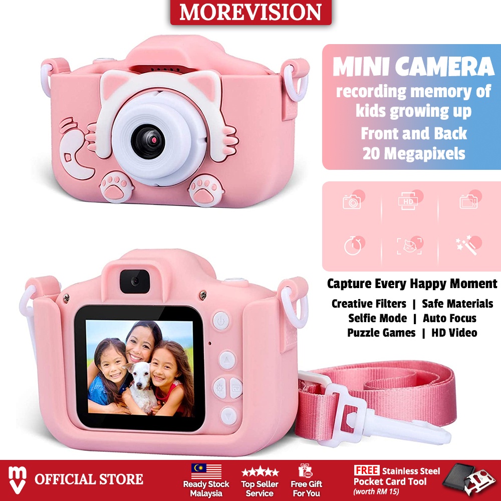 Kids Digital Camera Dual 20MP Cat Selfie HD Photo Video Recording ...