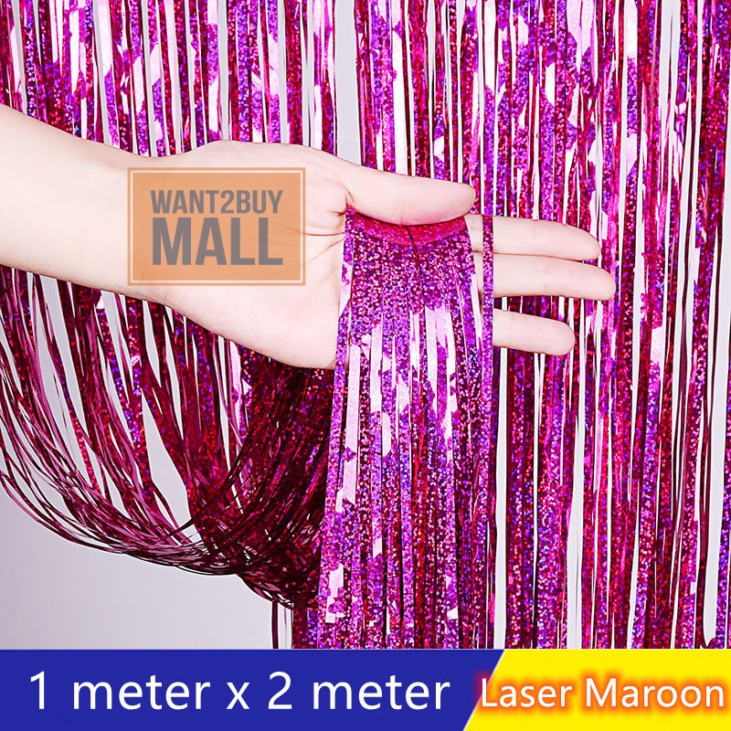 🇲🇾 🏆 Foil Rain Curtain Metallic Birthday Wedding Balloon Festival Wall ...