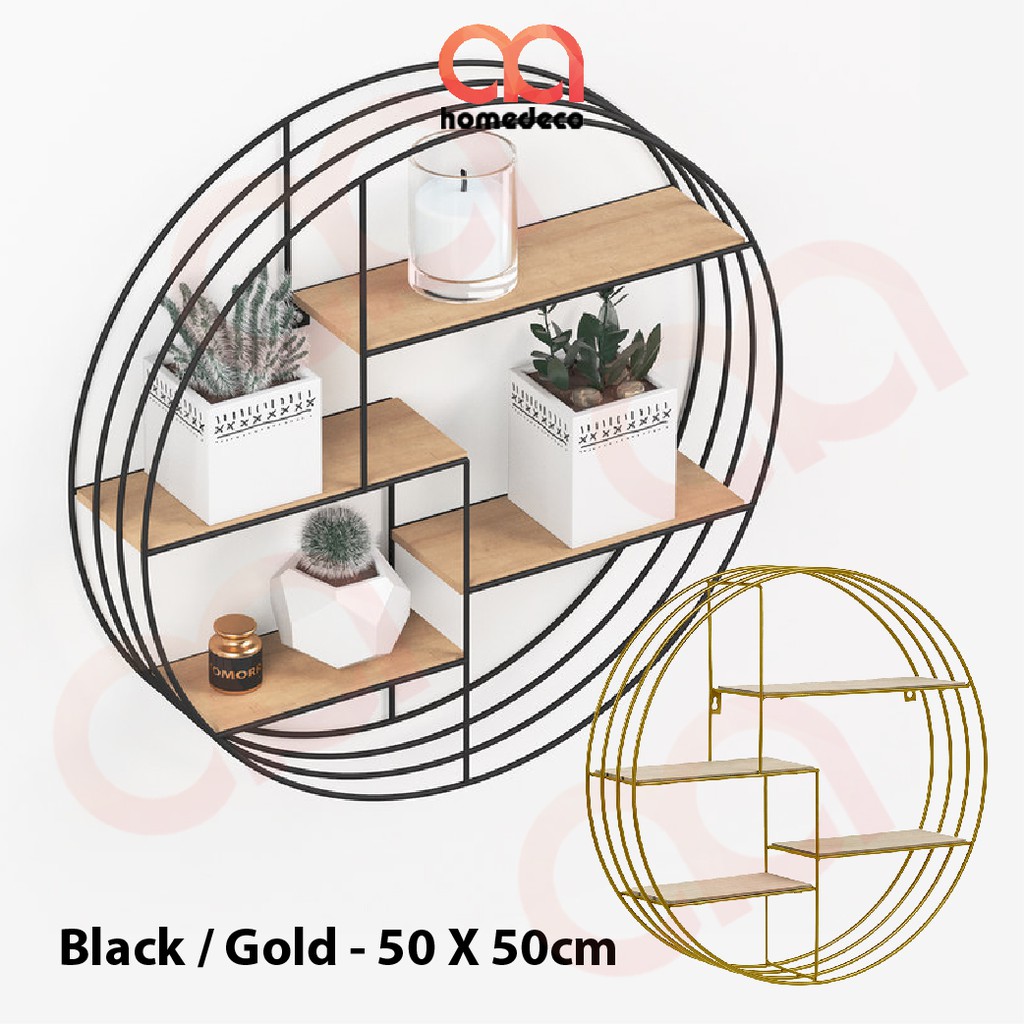 Circle Wall Rack Round Wall-Mounted Iron Hanging Storage Floating ...