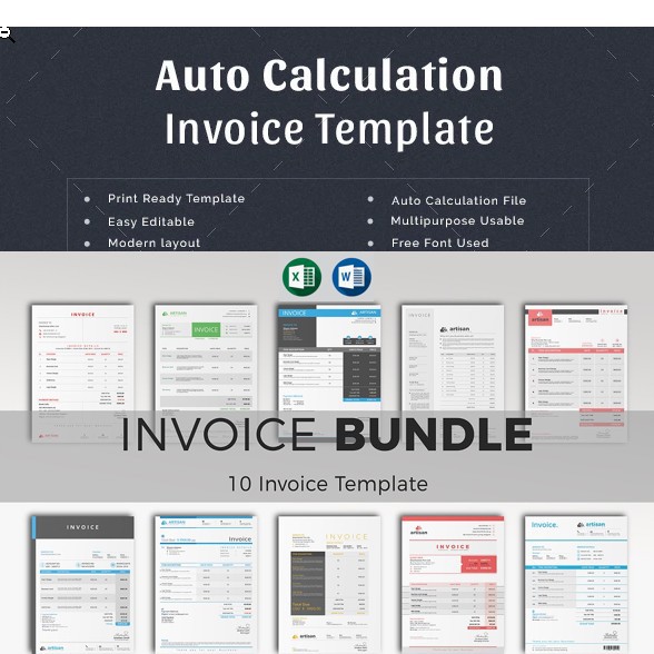 Auto Calculation 10 Sets Invoice Template Auto Calculation Microsoft ...