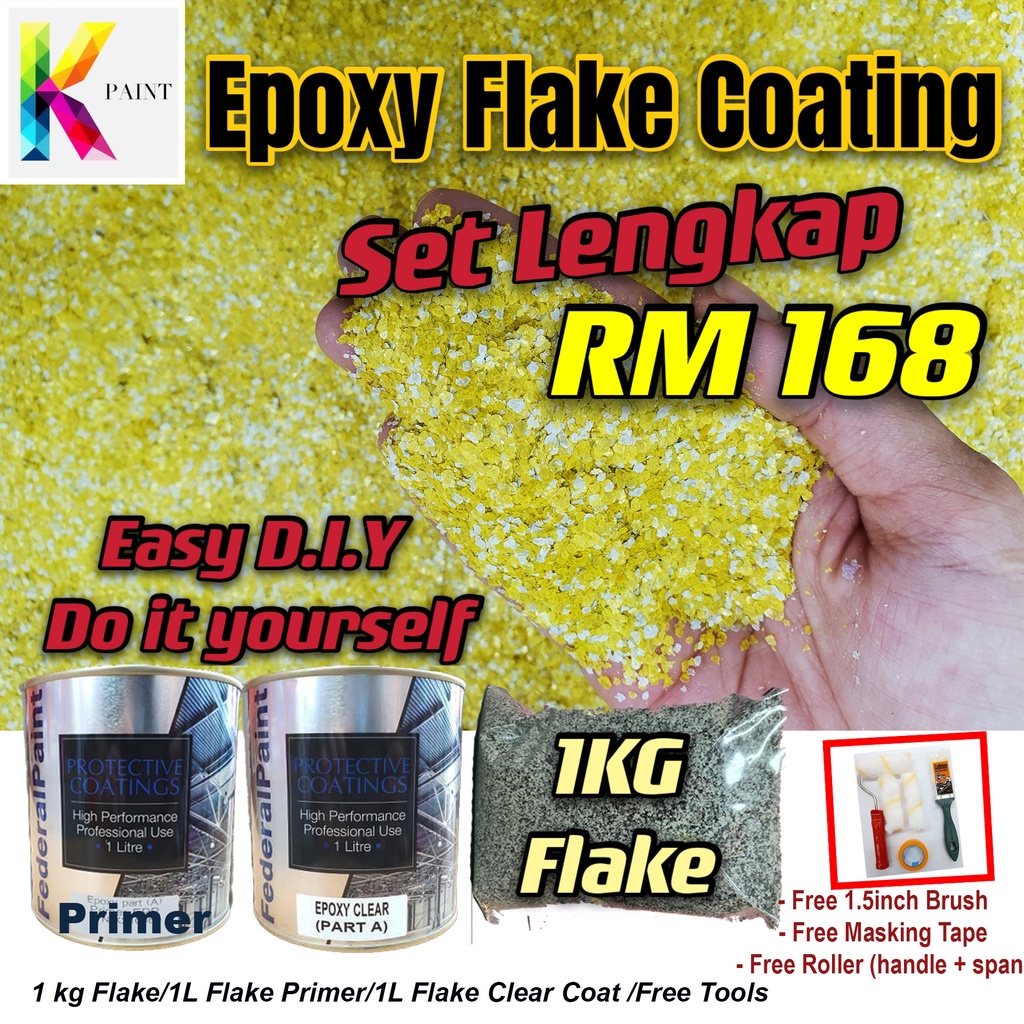 Epoxy Flake Coating Full Set with 1KG color Flake Epoxy Flake lantai ...