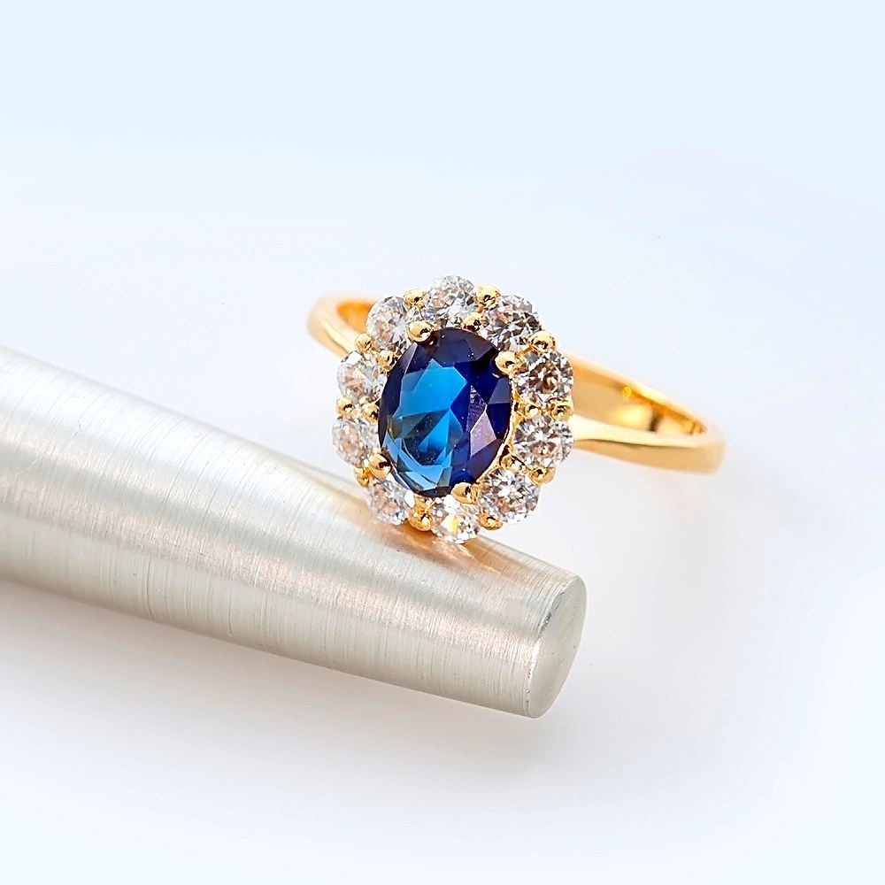 ORIGINAL ZHULIAN Cincin Permata Biru saduran emas 999/24k by Zhulian ...