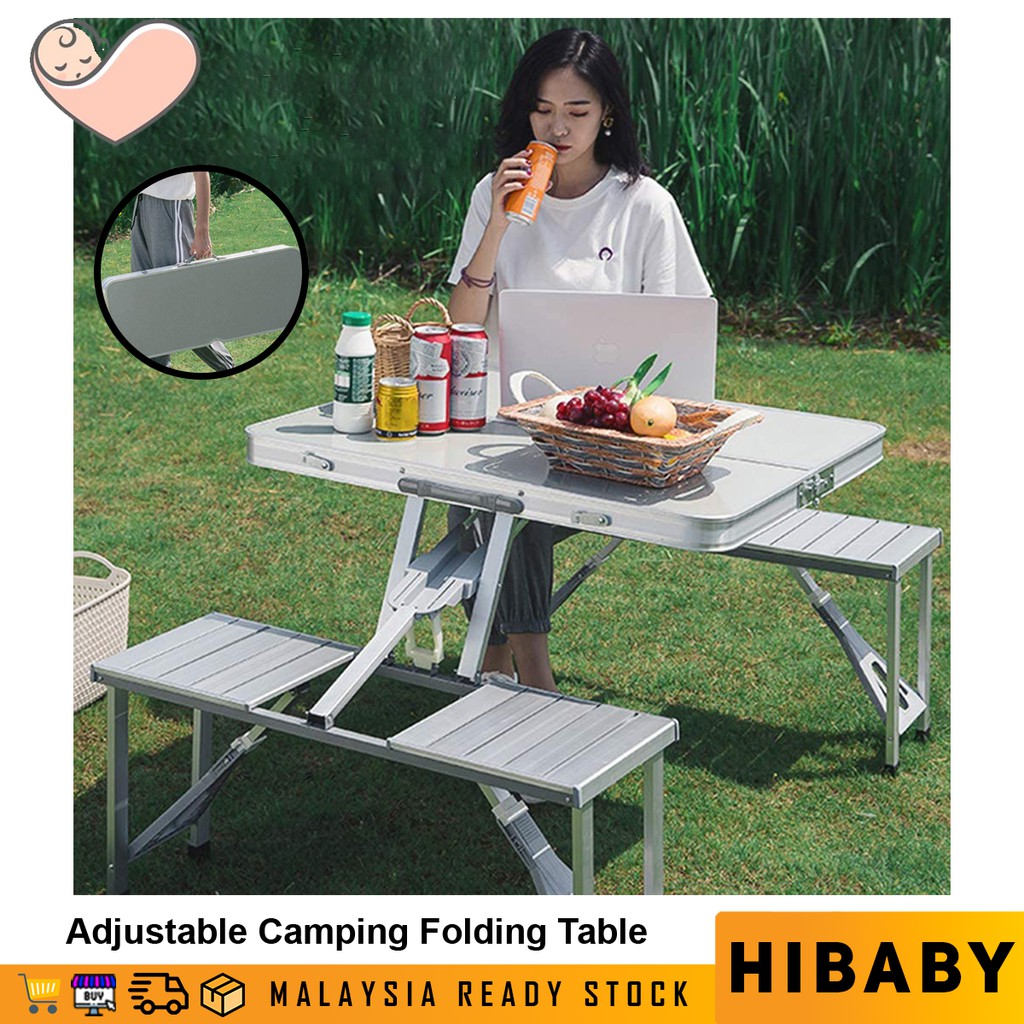 HIBABY Portable Foldable Adjustable Picnic Camping Table Bench Set ...