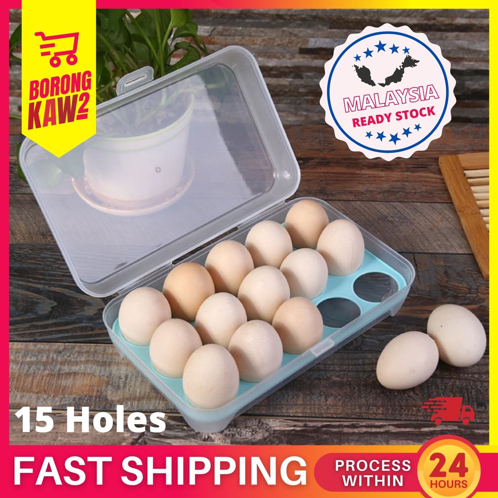 15 Holes Egg Container Household Portable Plastic Boxes Kitchen ...