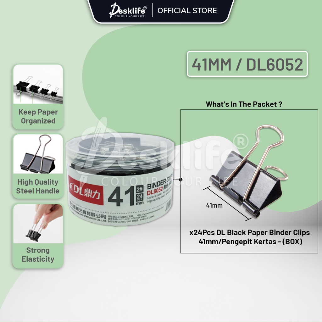 Desklife DL Binder Clip Black 51mm 41mm 32mm 25mm 19mm 15mm - (DRUM ...