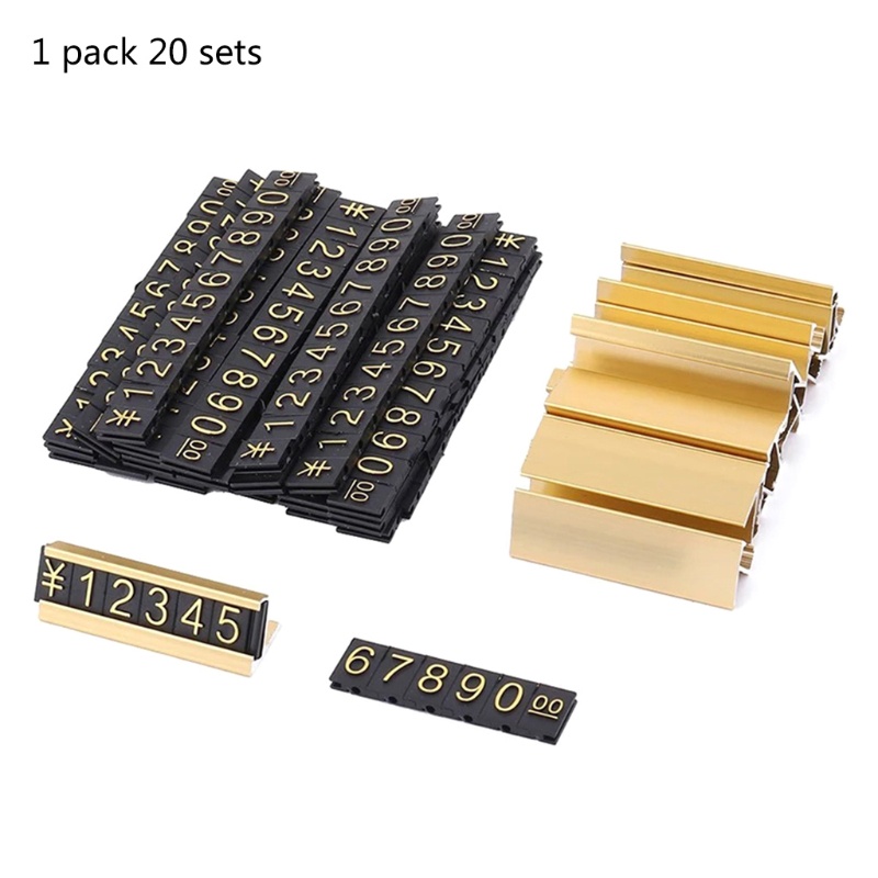 WMMB Gold Number Price Tag Signs 20Sets Arabic Numerals Together Price ...