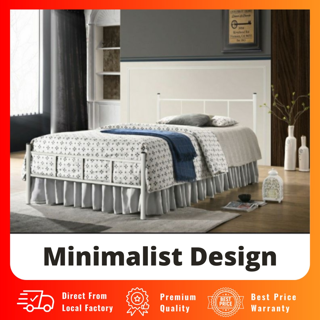 Minimalist Design Single Bed Frame /Katil bujang /Katil besi | Shopee ...