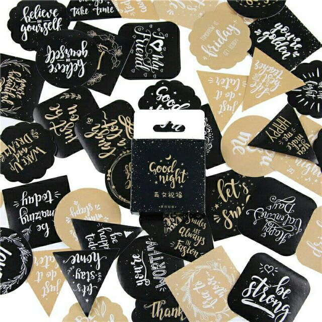 45pcs Black and White Calligraphy Handwriting Stickers Diary Journal ...