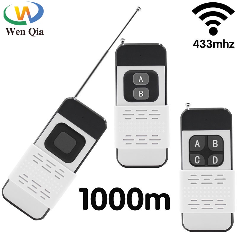 433Mhz Wireless Remote Control 1/2/4 Buttons 1527 Learning Code 1000M ...