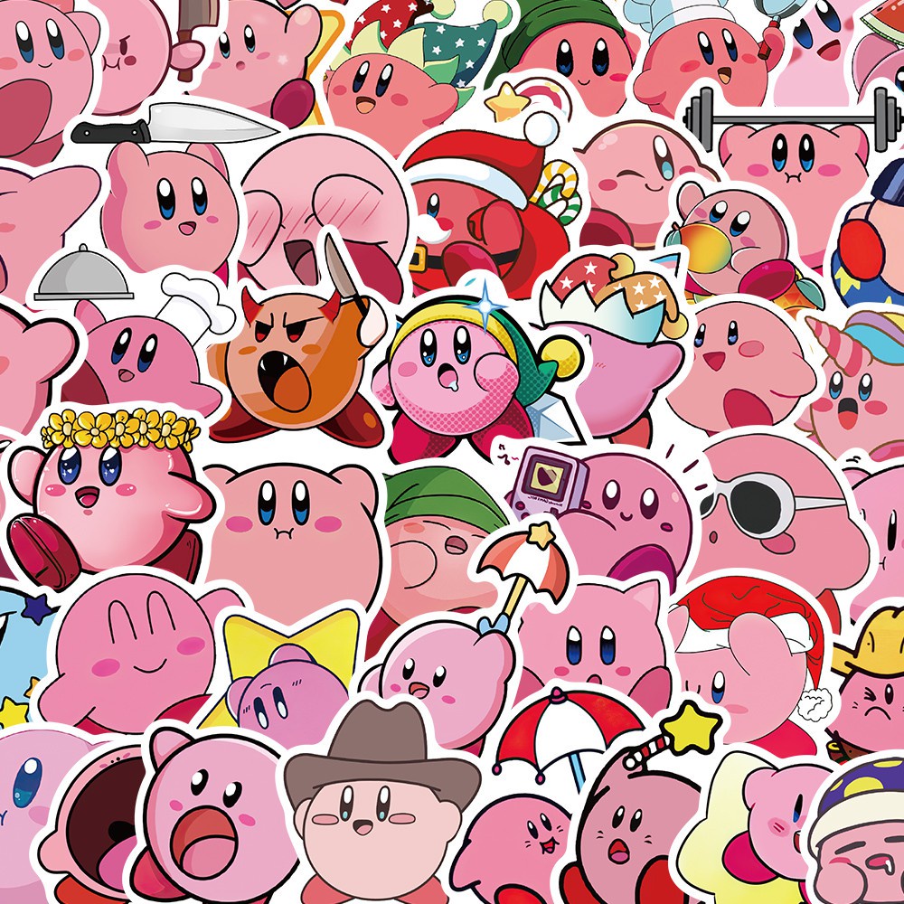 50PCS New Kawaii Kirby Stickers Decal For Girl Cute Cartoons Sticker to ...