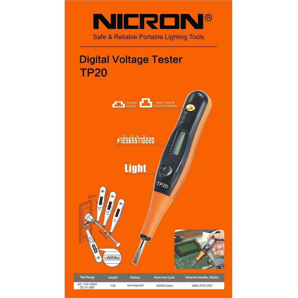 𝐍𝐈𝐂𝐑𝐎𝐍 TP20 TEST PEN VOLTAGE WIRE LEAKAGE BREAKAGE SPARKLING TESTING 12 ...