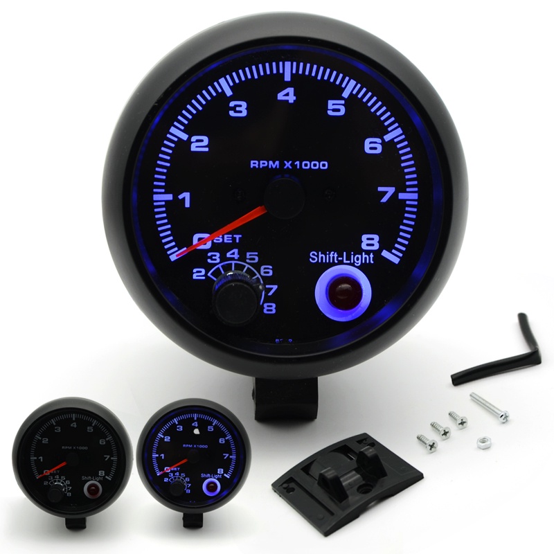 3.75" 95mm Stepper Motor Tachometer RPM Gauge Black Face Blue LED 0 ...