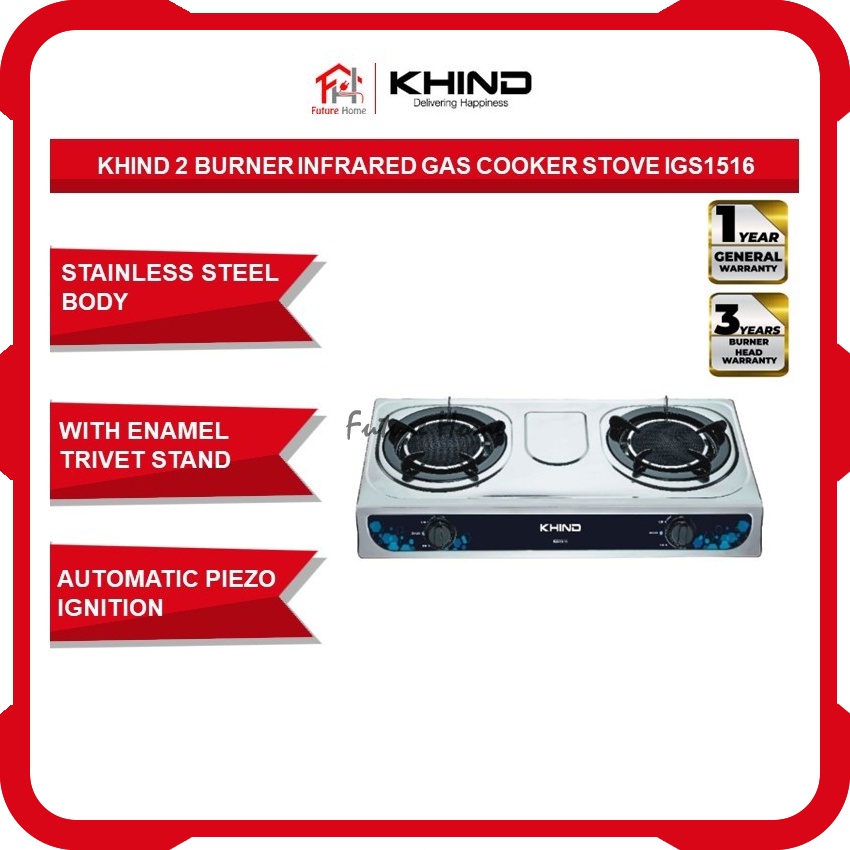 Khind 2 Burner Infrared Gas Cooker Stove IGS1516 | Shopee Malaysia