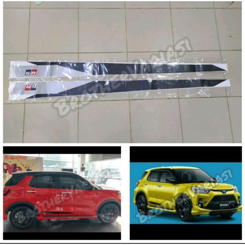 HITAM Black Side Body Sticker for Raize Rocky Car Black with GR Motif ...
