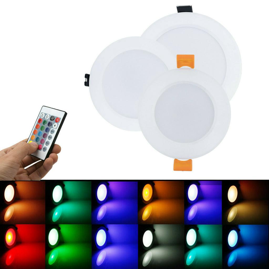 RGB 3W 5W 10W Dimmable LED Recessed Ceiling Downlight Lamp + Remote 85 ...