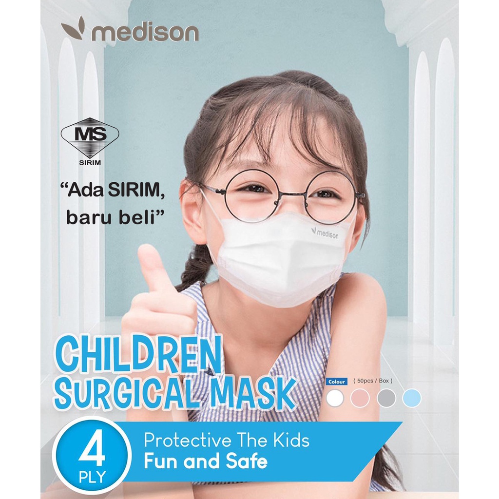 MEDISON Children 4Ply Surgical Face Mask - Children/ ASTM Level III ...