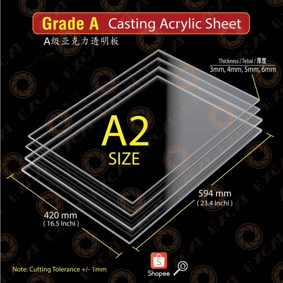 A2 Size Acrylic Sheet, Perspex, Papan Plastic, 亞克力透明板, Great A Casting ...