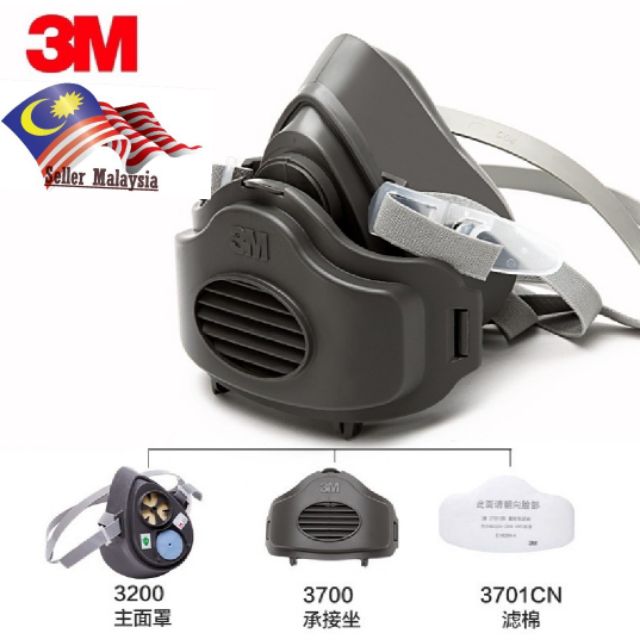 Penutup Hidung 3M Half Face Dust Mask Paint sprayer Respirator N95 3200 3700 3701cn | Shopee ...