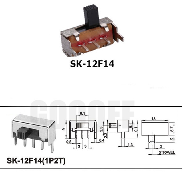 5/10/20/50pcs Slide Switch Slide Gear Fluctuation Band 2/3 File Single Double Horizontal Mini ...
