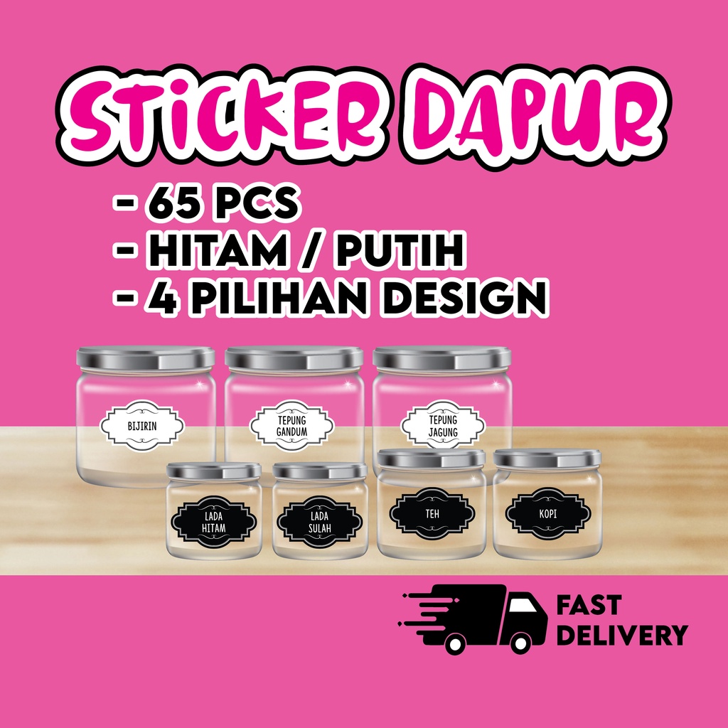 🔥 65 pcs Sticker Label Dapur/ Kitchen Label Sticker/ Readystock, Custom ...
