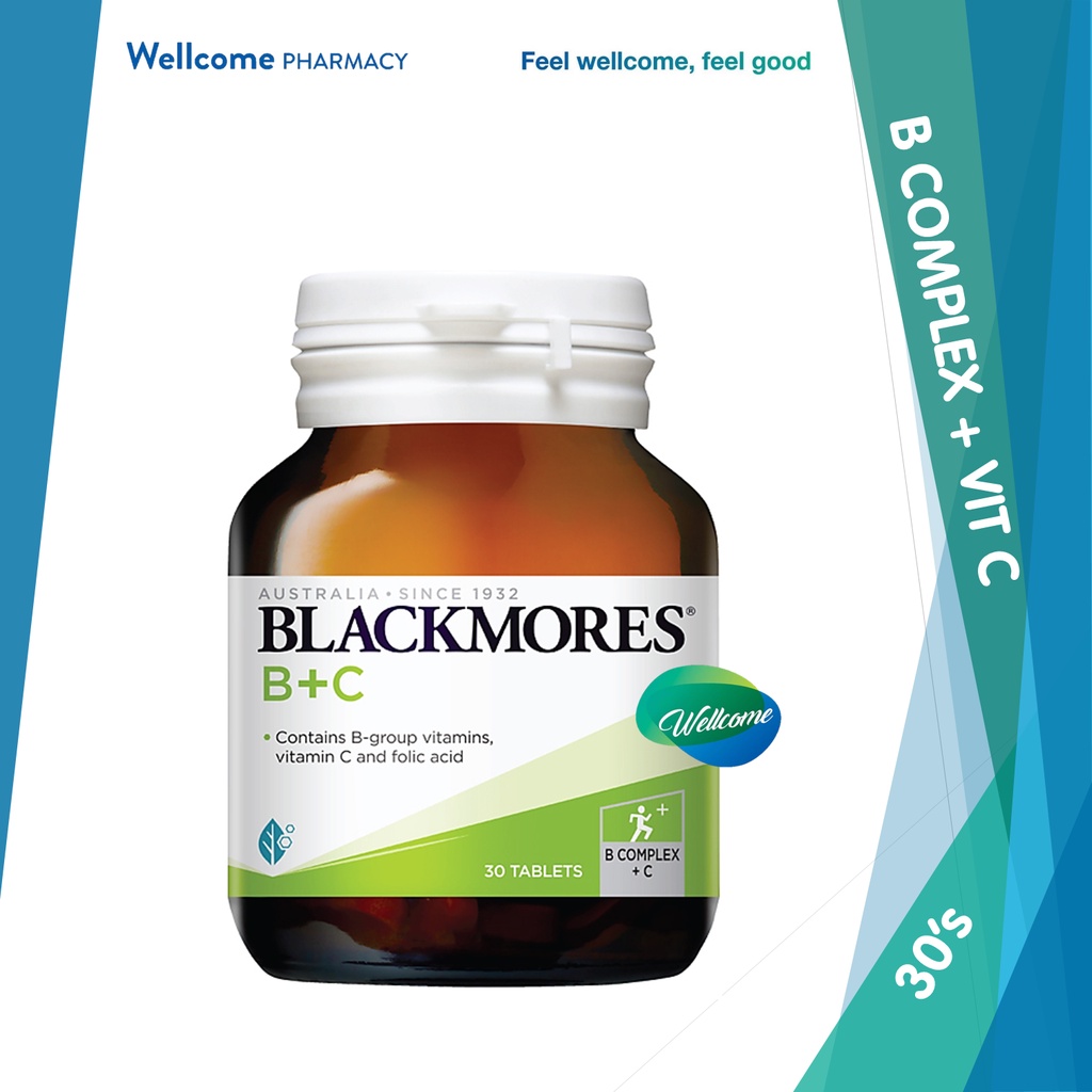 Blackmores B + C Tablets with Vitamin B Complex, Vitamin C and Folic ...